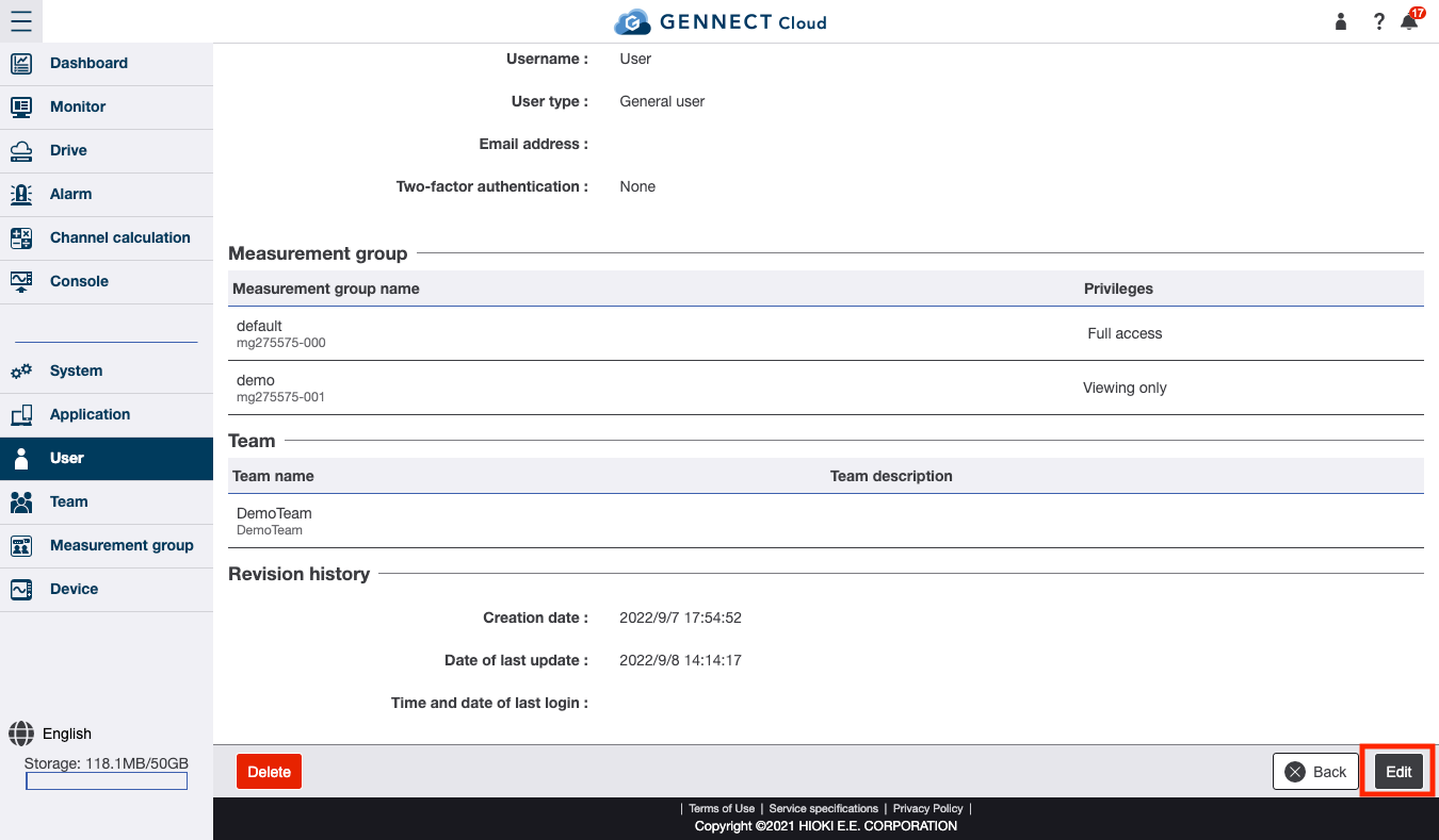 Editing a user | GENNECT Cloud