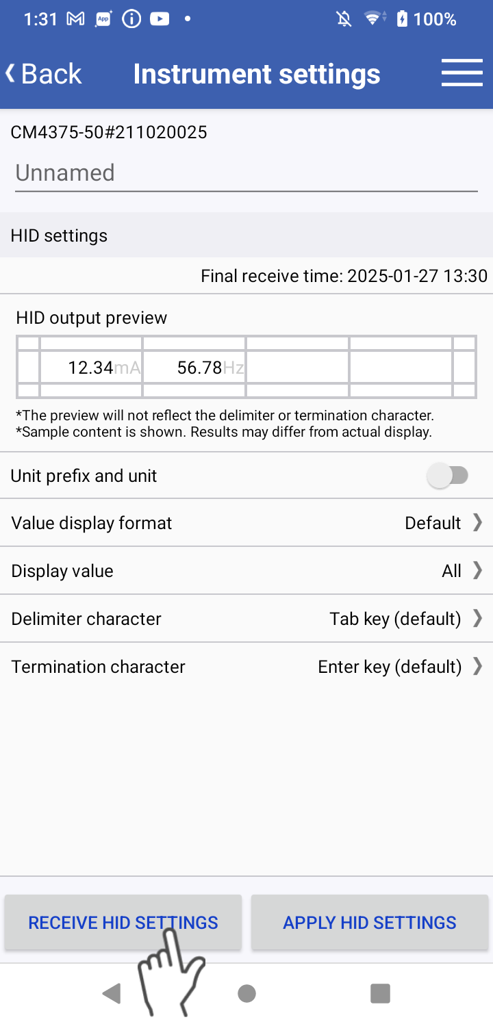 Checking the current HID settings | GENNECT Cross